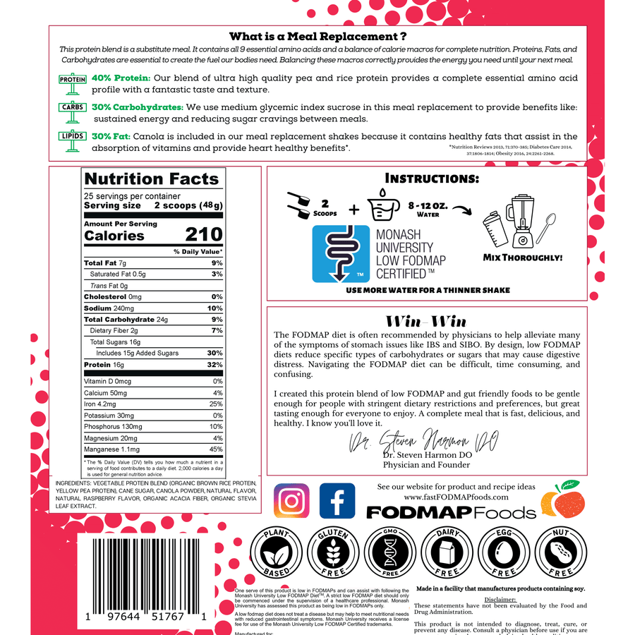 Raspberry Meal Replacement Low FODMAP – FODMAP Foods